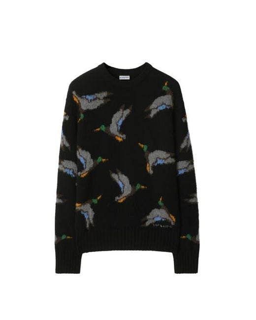 Burberry Duck Wool Sweater in Black for Men | Lyst