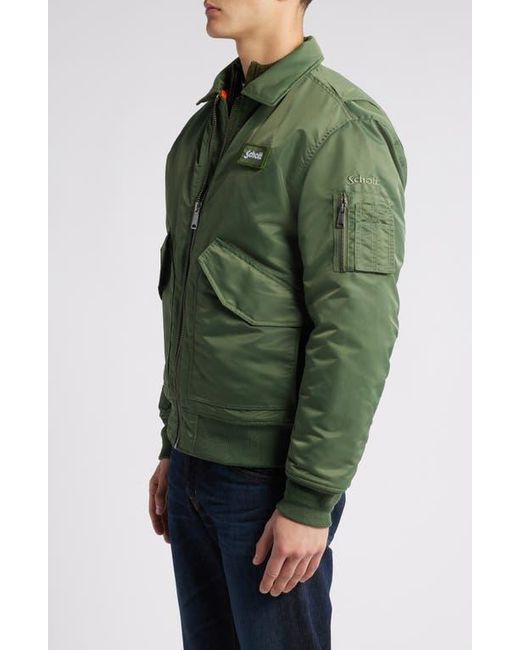 Schott Nyc Water Resistant Satin Flight Jacket in Green for Men | Lyst
