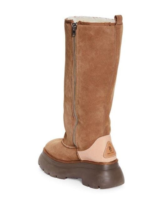 R13 Chunky Sole Tall Genuine Shearling Boot in Black | Lyst