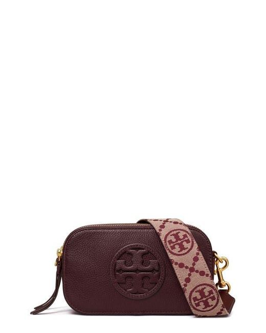 Tory Burch Mini Miller Leather Crossbody Bag in Red | Lyst