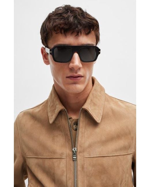 BOSS Malbano Goat Suede Jacket in Brown for Men | Lyst