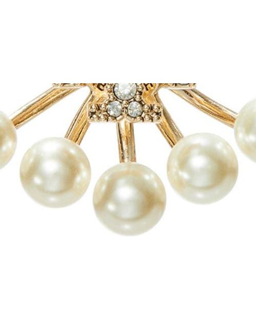 Tory Burch Kira Faux Pearl Front/Back Earrings in Metallic | Lyst