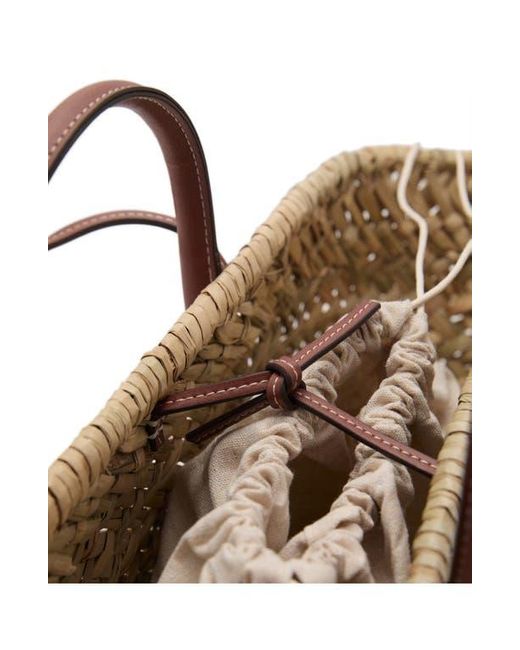 Mango Large Double Handle Natural Fiber Shoulder Bag in Brown | Lyst
