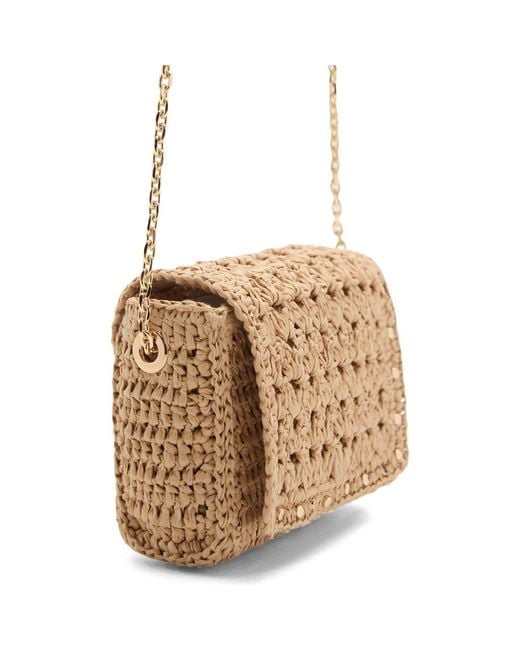 Mango Mini Crochet Crossbody Bag in Natural | Lyst