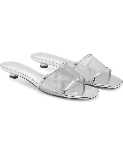 Mango Kitten Heel Slide Sandal in White | Lyst