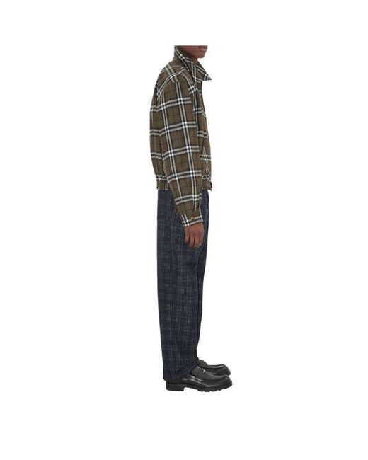 Burberry Check Bonded Wool Harrington Jacket in Blue for Men | Lyst