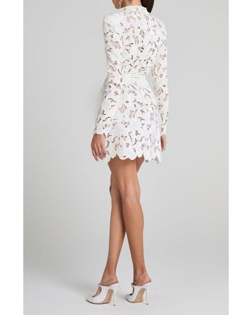 Nadine Merabi Lydia Long Sleeve Lace Cocktail Dress in White | Lyst