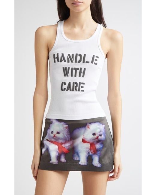 Ashley Williams Handle With Care Rib Graphic Tank in White | Lyst