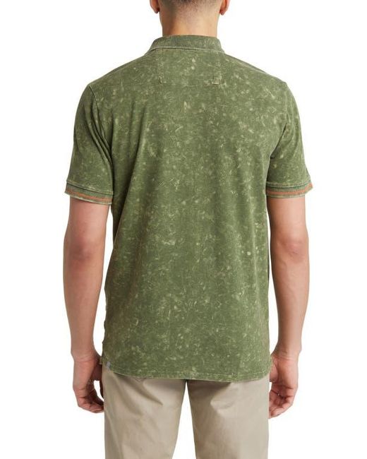 Stone Rose Tipped Acid Wash Performance Jersey Polo in Green for Men | Lyst
