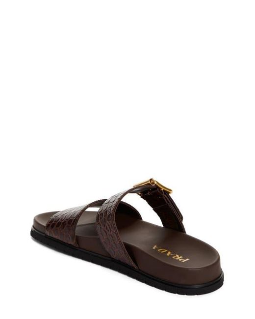 Prada Logo Double Band Slide Sandal in Brown | Lyst