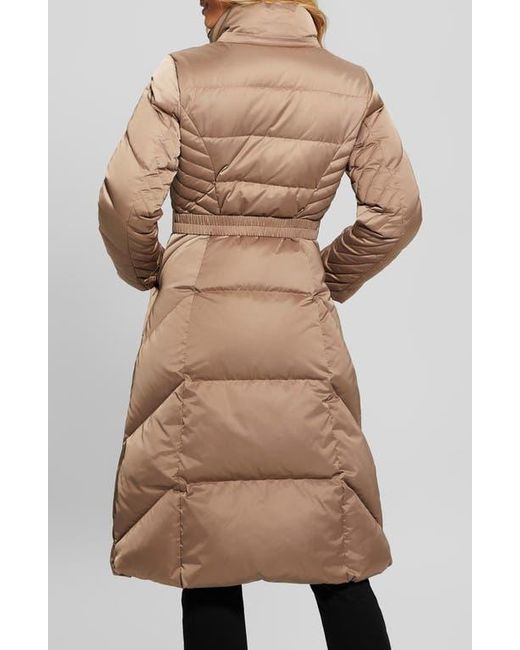 Guess Olga Down Puffer Coat With Removable Hood in Natural | Lyst