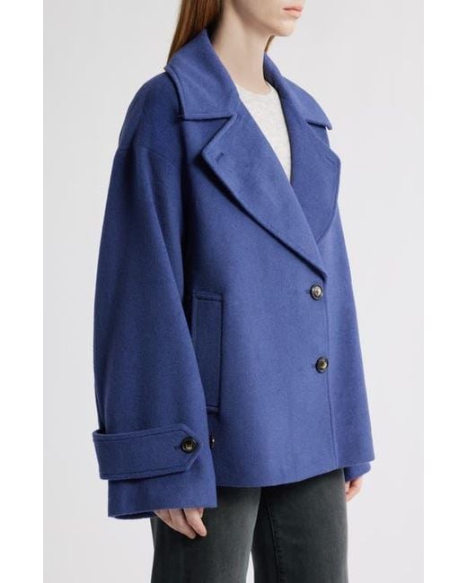 Bernardo Single Breasted Crop Coat in Blue | Lyst