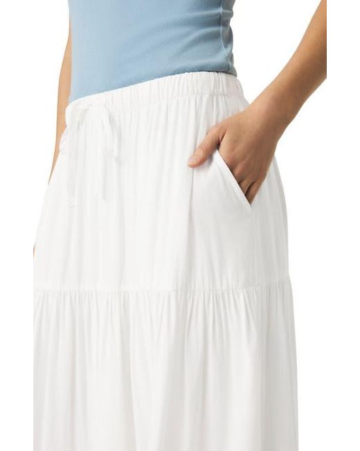 Splendid Melanie Tiered Drawstring Maxi Skirt in White | Lyst