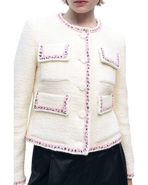 Mango Whipstitch Tweed Jacket in Natural | Lyst