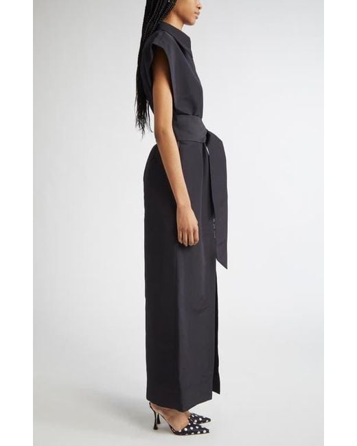 Carolina Herrera Cap Sleeve Silk Faille Column Trench Dress in Black | Lyst