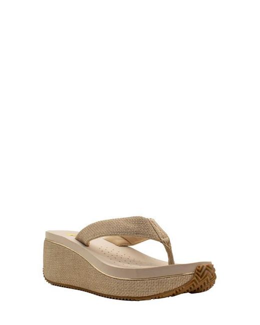 Volatile Lantern Platform Wedge Flip Flop in Natural | Lyst