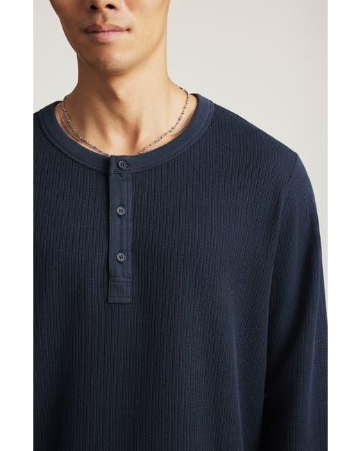 Mavi Regular Fit Waffle Knit Cotton Henley in Blue for Men | Lyst