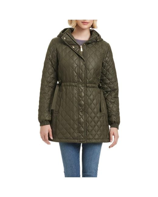 Kate Spade Water Resistant Diamond Quilted Jacket in Green | Lyst