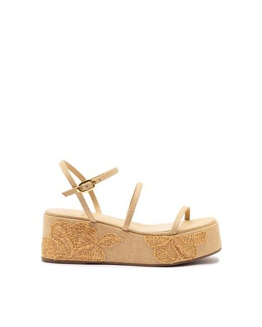 Larroude Gio Flatform Sandal in Natural | Lyst