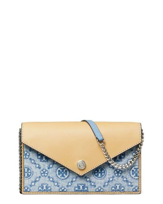 Tory Burch T Monogram Denim Envelope Crossbody Bag in Blue | Lyst