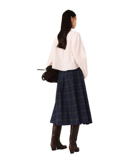 Maje Check Skirt With Rhinestones in Blue | Lyst