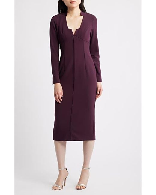 Black Halo Kylah Long Sleeve Midi Dress in Purple | Lyst