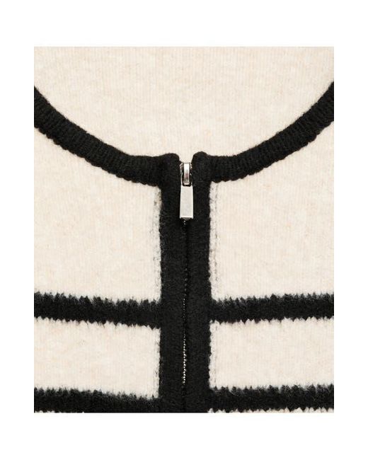 Mango Stripe Knit Jacket in White | Lyst