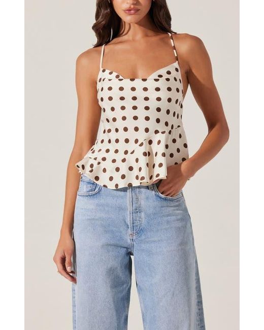 Astr Everli Polka Dot Tie Back Top in Blue | Lyst