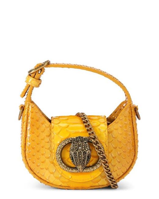 Kurt Geiger Micro Chelsea Embossed Leather Top Handle Bag in Yellow | Lyst