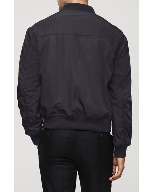 Mango Water Repellent Quilted Bomber Jacket in Black for Men | Lyst