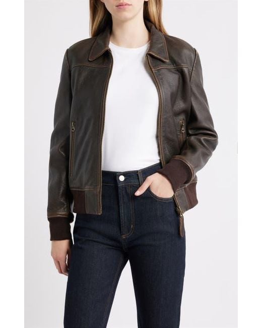 Schott Nyc Leather Flight Jacket in Black | Lyst