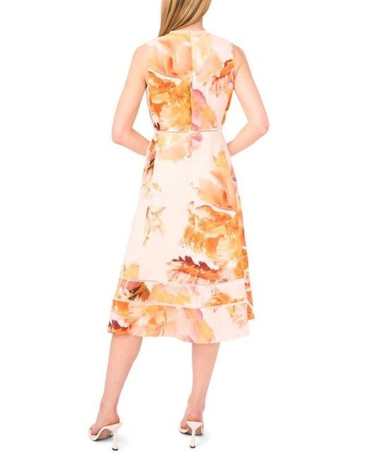 Ted Baker Floral Sleeveless Linen Midi Dress | Lyst