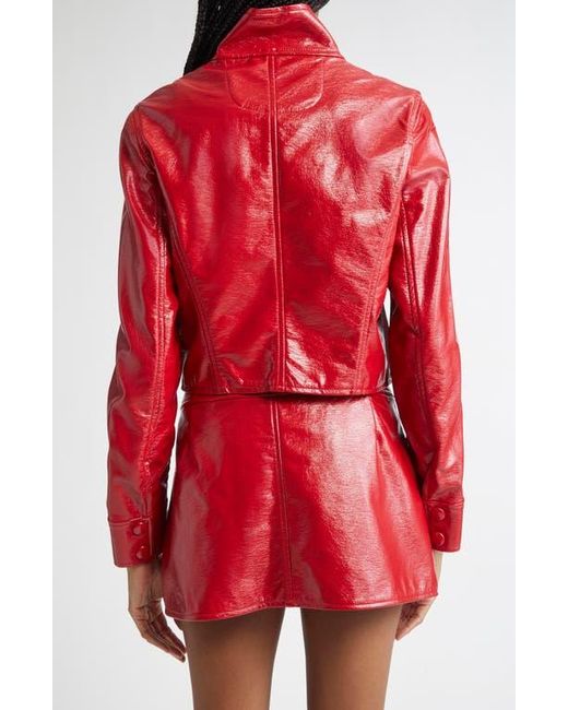 Stand Studio Yaz Crop Faux Leather Jacket in Red | Lyst