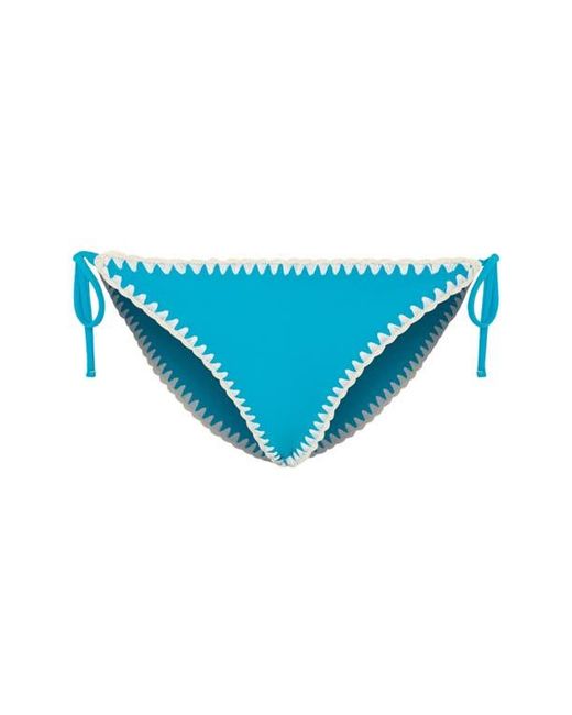 MILLY Whipstitch Detail String Bikini Bottoms in Blue | Lyst