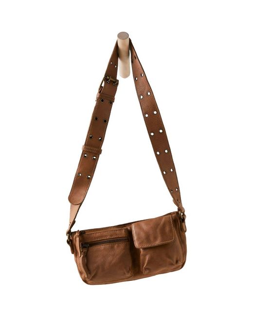 Free People Wade Sling Leather Shoulder Bag in Brown | Lyst