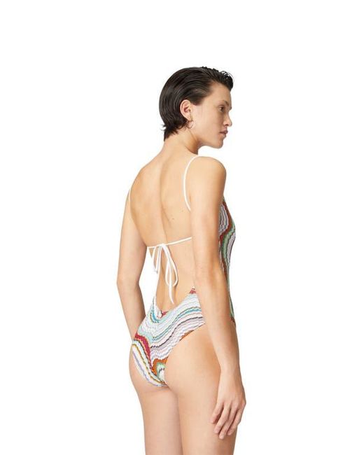 Missoni One-Piece Swimsuit With Lamé Wave Pattern in White | Lyst
