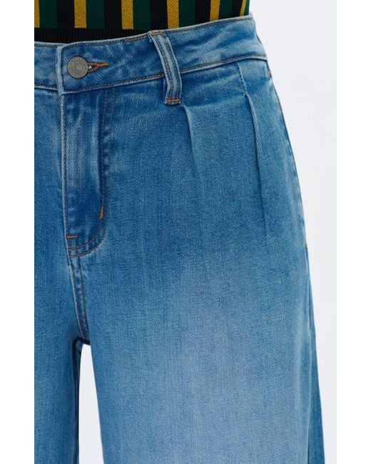 Bayeas Jermey Pleated Baggy Wide Leg Jeans in Blue | Lyst