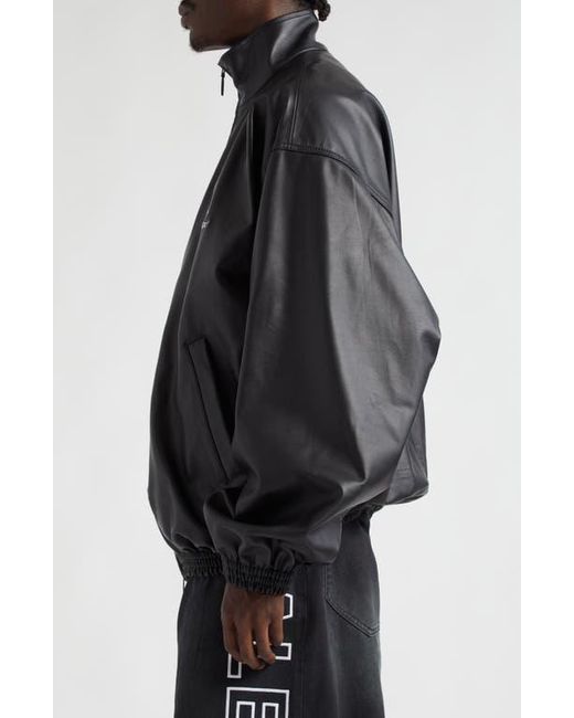 Balenciaga 3B Logo Oversize Leather Track Jacket in Black for Men | Lyst