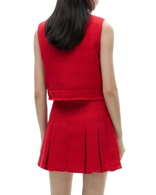 Mango Tweed Crop Vest in Red | Lyst
