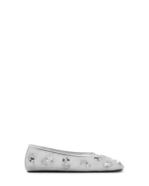 Mango Floral Embellished Mesh Ballet Flat in Gray | Lyst
