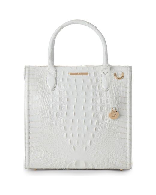Brahmin Small Caroline Croc Embossed Leather Satchel in White | Lyst