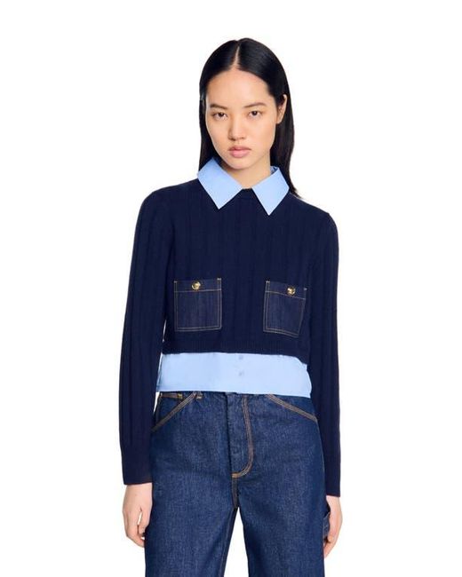 Sandro Layered-Effect Sweater in Blue | Lyst