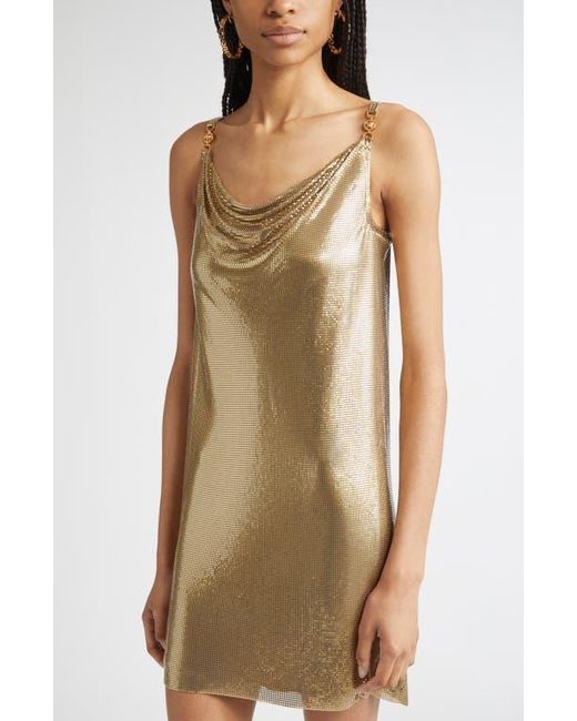 Versace Medusa Strap Metal Mesh Slip Minidress in Natural | Lyst