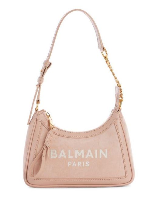 Balmain B-Army Suede & Leather Hobo Bag in Pink | Lyst