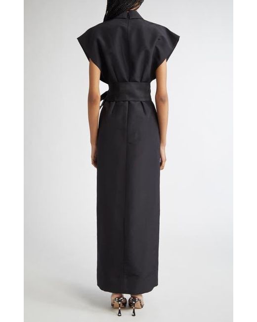 Carolina Herrera Cap Sleeve Silk Faille Column Trench Dress in Black | Lyst