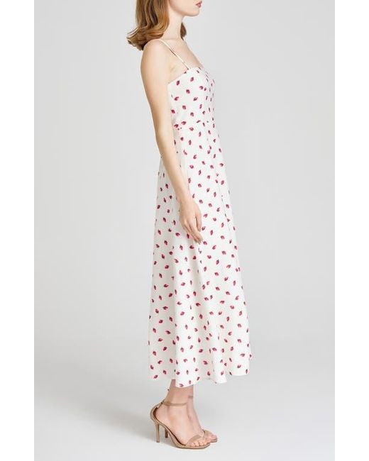 Wayf Josefina Strawberry Print Linen Blend Dress in Pink | Lyst