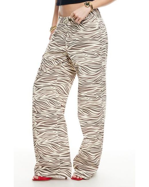 Lioness Top Model Low Rise Wide Leg Jeans in Natural | Lyst