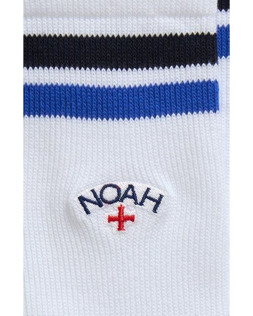 Noah Core Logo Stripe Cotton Blend Crew Socks in White for Men | Lyst