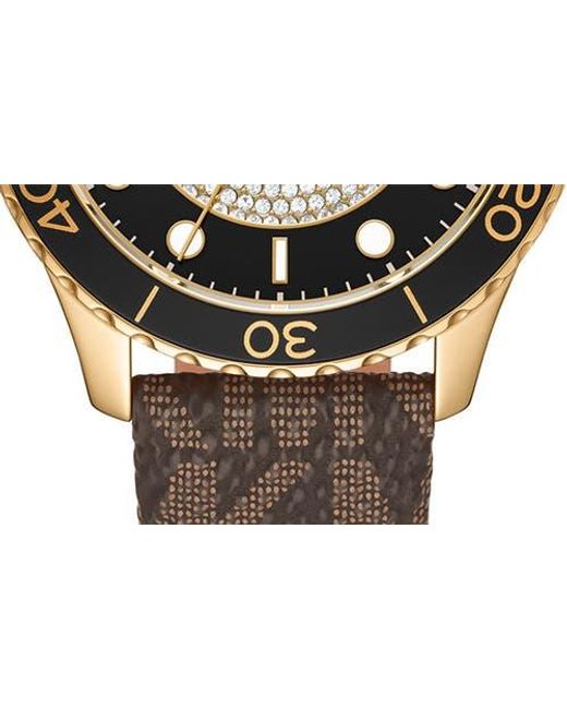 Michael Kors Michael Runway Pavé Mk Logo Canvas Strap Watch, 40Mm in ...