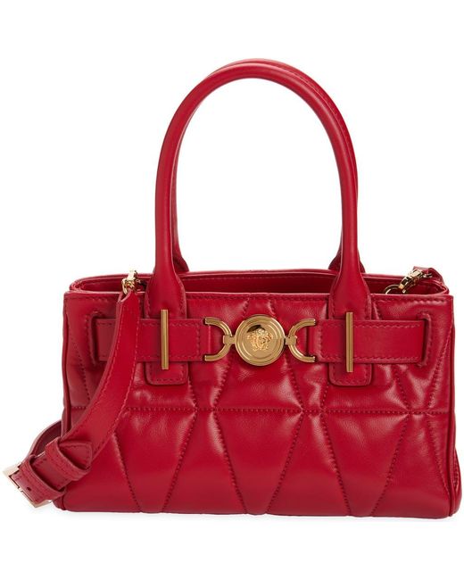 Versace Medium Medusa '95 Quilted Leather Tote in Red | Lyst